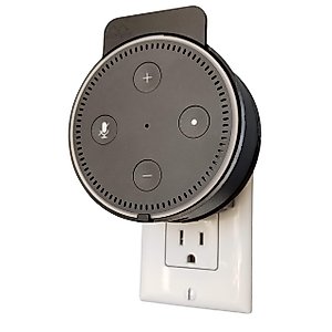 Dot Genie Deluxe Mount for Amazon Echo Dot 2nd Generation Alexa: The Simplest and Cleanest High-End Outlet Wall Mount Hanger Stand for Kitchen and Bathroom Speakers (Black)