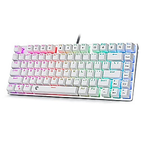 HUO JI E-Yooso Z-88 RGB Mechanical Gaming Keyboard, Metal Panel, Brown Switches, 75% Compact 81 Keys for Mac, PC, Silver and White