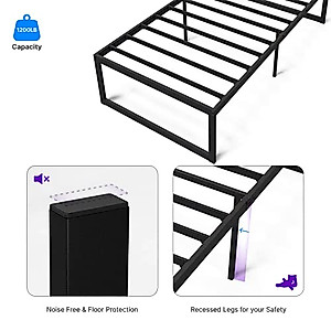 NapQueen Alpha New Metal Platform Bed Frame/Modular Design/Max Weight Capacity 1500 lbs/Heavy Duty/No Box Spring Required/Easy Assembly, Twin
