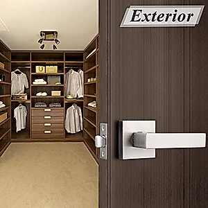 Probrico 10 Pack Satin Nickel Door Levers for Hall and Closet,Passage Function Contractor Pack,Square Lockset Leverset Modern Style,Interior Door Handles Heavy Duty