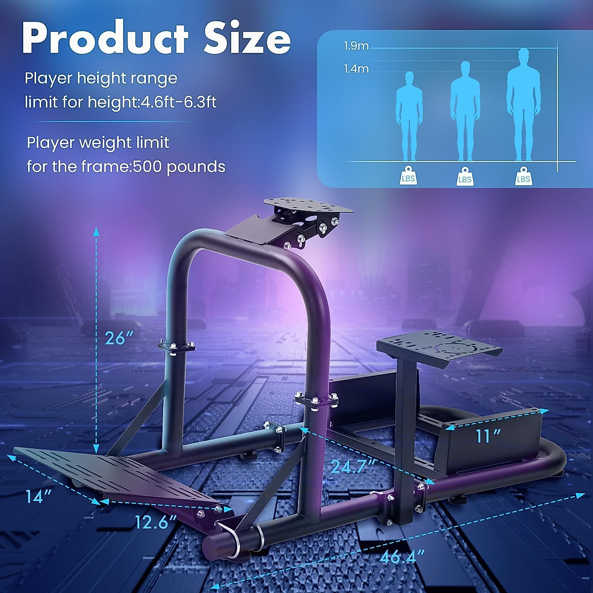 Marada Racing Simulator Cockpit Super Stable Support fit for Fanatec, PXN, Thrustmaster, Logitech G27, G29, G920, T500, CSL DD Adjustable Frame, Wheel Pedal Shifter Seat Not Include