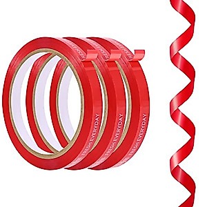 Olaismln Bag Sealing Tape, 3/8 inch x 66 yd Red Poly Tapes, Plastic Produce Bags Tape for Meat Cake Bread Icing (3Pack)