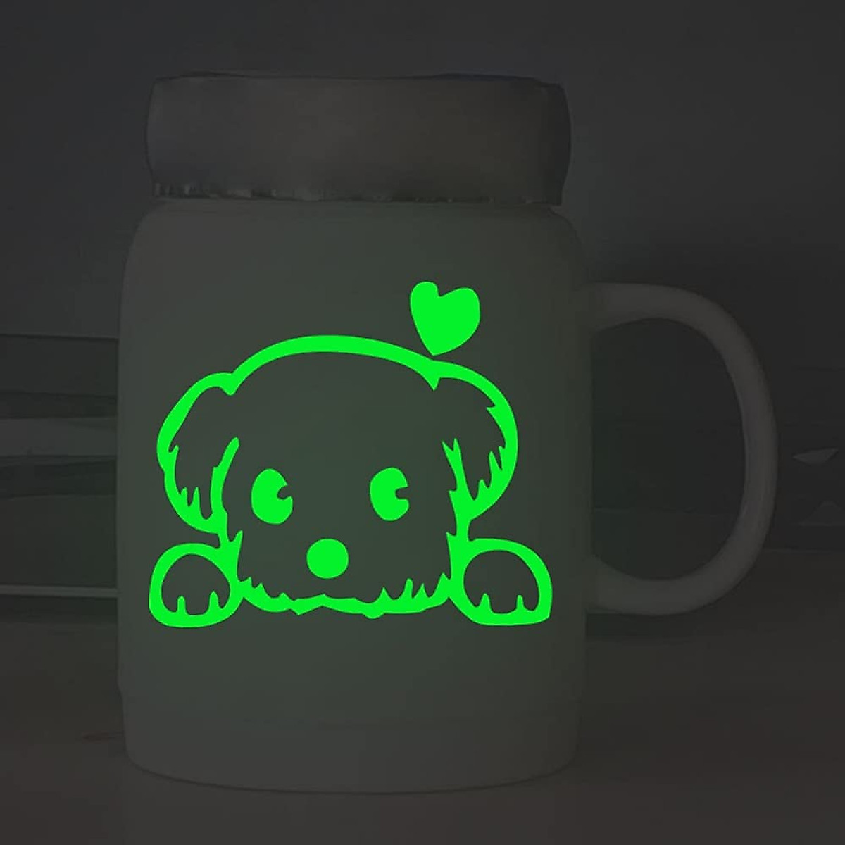 JIESWMY 5 Packs Glow in The Dark Wall Stickers,Luminous Switch Sticker,Cartoon Cat Dog PVC Wall Stickers for Kids and Adult Nursery Bedroom Living Room, 13*13cm, 5665-265