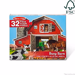 Melissa & Doug Busy Barn Shaped Jumbo Jigsaw Floor Puzzle (32 pcs, 2 x 3 feet) - FSC Certified