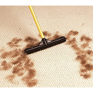 FURemover Pet Hair Removal Broom and Lint Brush Combo with Squeegee and Telescoping Handle That Extends from 3-5', Lint Brush Colors May Vary