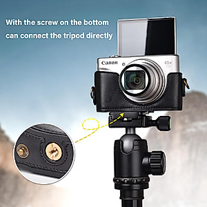 kinokoo Camera Case for Canon PowerShot SX720 HS/SX730/SX740 HS - PU Leather Protective Case with Detachable Shoulder Strap - Black