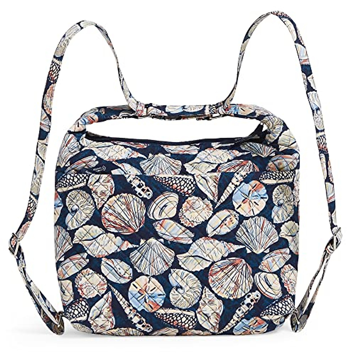 Vera Bradley Women's Cotton Convertible Backpack Shoulder Bag, Morning Shells - Recycled Cotton, One Size