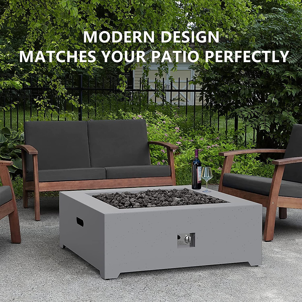 Onlyfire Premium 42” Outdoor Fire Pit Table with Lava Rocks& 12FT Hose, Large Propane Gas Firepit, Smokeless Fireplace 60,000BTU for Backyard Patio Bonfire Party, Patio Heater, Sand Cast Aluminum