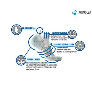 Thirty48 Performance Compression Low Cut Running Socks for Men and Women | More Compression Where Needed ([3 Pair] LightGray/White, XLarge - Women 11-13 // Men 12-14)