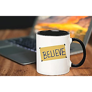 Fonhark - Believe Mug, Believe in Yourself, Ted Lasso Mug, 11 Oz Novelty Coffee Mug/Cup