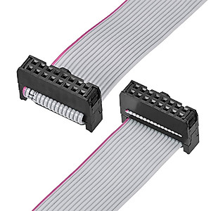 uxcell IDC Wire Flat Ribbon Cable FC/FC Connector A-Type 16 Pins 2.54mm Pitch 1m Length Gray