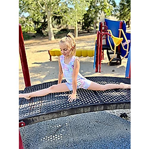 Idgreatim Kids Little Girls Star Printed Gymnastics Leotards 3D Graphic Sleevelss Tank Biketard Unitards Sparkly Scale Pattern Clothes for Ballet Dance 4-5 T