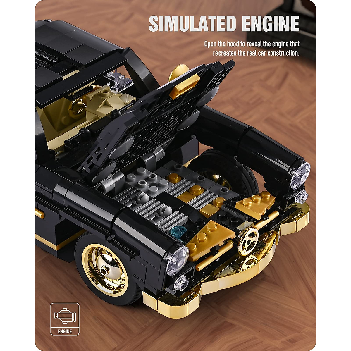 Nifeliz Retro Sports car 400SL MOC Building Blocks and Construction Toy, Adult Collectible Model Cars Set to Build, 1:14 Scale Sports Car Model,NEW2021 (886 Pcs)