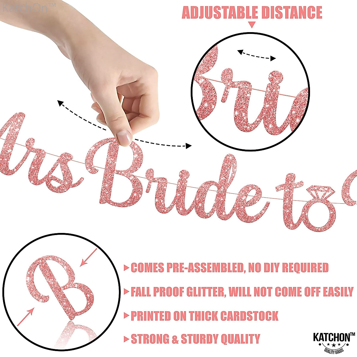 KatchOn, Rose Gold Miss to Mrs Bride to Be Banner - Glitter, 10 Feet, No DIY | Miss to Mrs Banner for Bridal Shower Decorations | Bridal Shower Banner | Bride To Be Sign, Bachelorette Party Decor