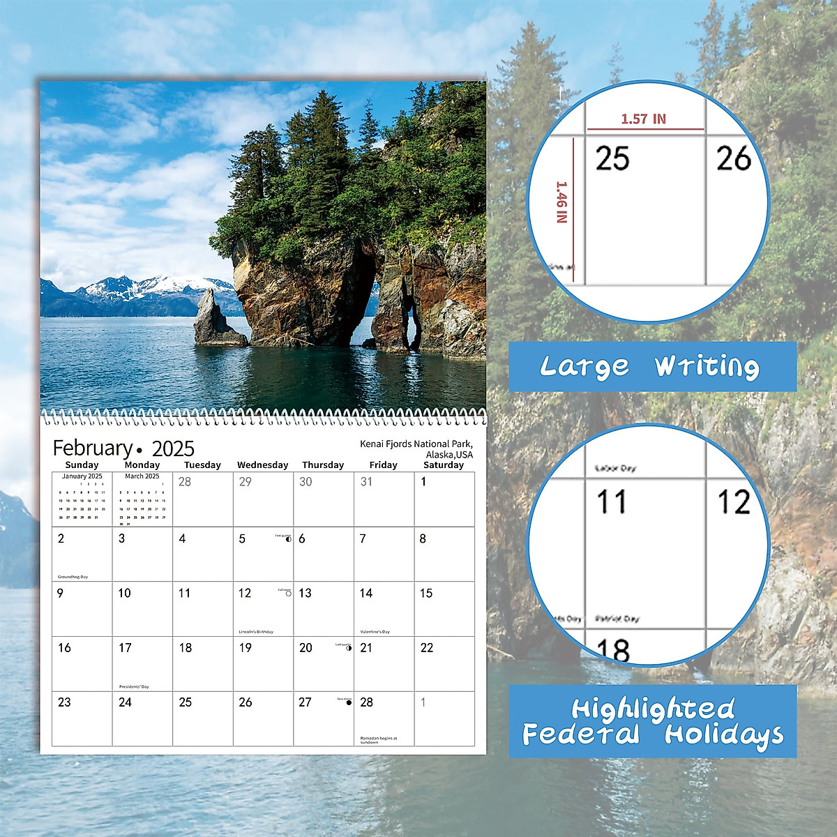 2023 Wall Calendar, 14 Monthly Wall Calendar PATHWAY Nov. 2022 - Dec. 2023, 12" x 24" Opened, Full Page Months Thick Paper for Gift Calendar Organizing Planning
