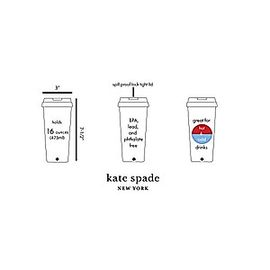 Kate Spade New York 16 Ounce Insulated Travel Mug, Holiday Themed Double Wall Thermal Tumbler for Coffee/Tea, Joy