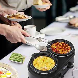 Slow Cooker, Dual Slow Cooker Black and Copper Triple Slow Cooker Buffet Server Multiple Pot Food Warmer, Slow Cooker Buffet Food Warmer Adjustable Temp Lid Rests Stainless Steel