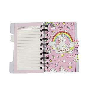 LEOMOSTE Mini Spiral Notebook for Kids Girls Pocket Journal Memo Ruled Paper, 3 Cute Unicorn Designs, 5.5” x 3.4”