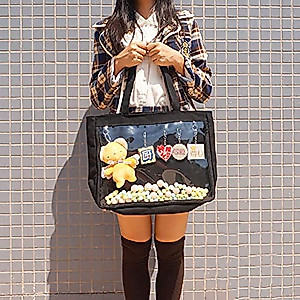 STEAMEDBUN Ita Bag with Insert Large Canvas Shoulder Tote Ita Purse for Cosplay