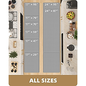 Color G Kitchen Rugs, Runner Cushioned Anti-Fatigue, Non Skid Waterproof Comfort Standing Floor Mats, Memory Foam, 17"x59", Grey