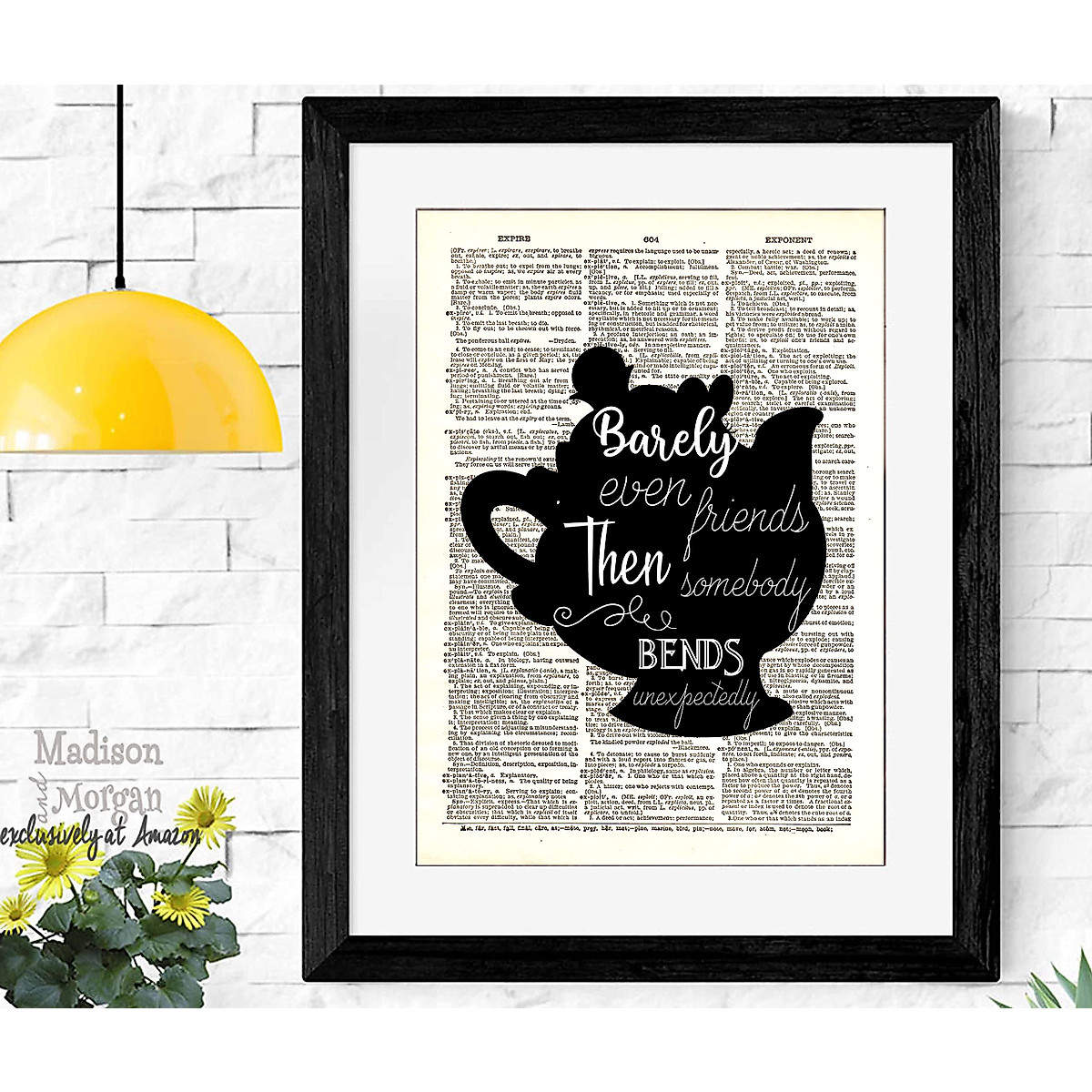Beauty and the Beast - Cogsworth Decor - 4 piece set - Belle Quote - Dictionary Art Print Quotes and Sayings Print - UNFRAMED 8 X 10 inches