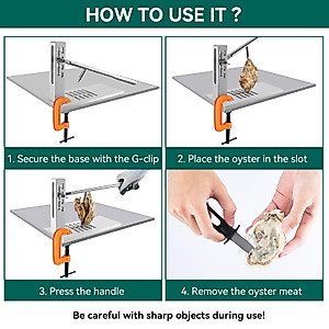 Yosuny Oyster Clam Opener Machine Oyster Shucker Machine Adjustable Oyster Shucking Knife Oyster Shucker Tool Set Including Knifes, Glove and G-Clip for Hotel Family Buffet Home