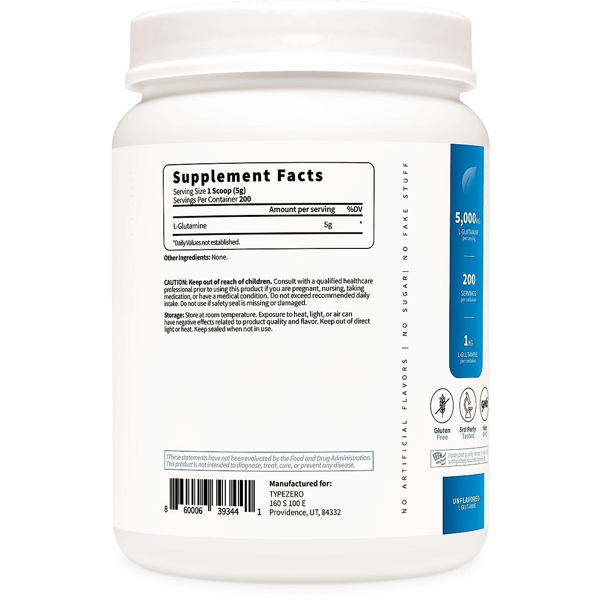 5X Strength L Glutamine Powder (5000mg | 1KG) 6-Month Supply Pure L-Glutamine Supplement for Leaky Gut Health, Gastrointestinal Lining Support & Recovery for Women/Men - Vegan, Gluten Free, No Fillers