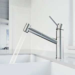 VIGO VG02021ST 9" H Branson Single-Handle with Pull-Out Sprayer Kitchen Faucet in Stainless Steel