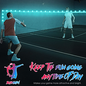 YepItIs Badminton Net Light, 17 Colors 7 Modes Waterproof LED Light with Remote for Backyard Badminton Volleyball Game at Night, Great Addition to LED Shuttlecocks for Net Up to 17FT(Net not Include)