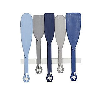 Deco 79 Wood 5 Hangers Wall Hook, 23" x 4" x 26", Blue