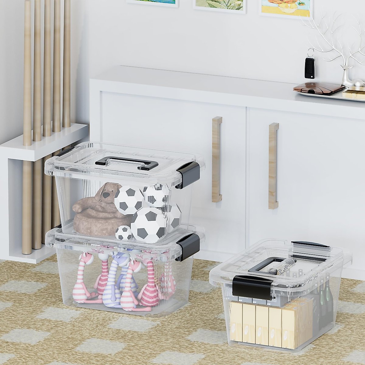 Cetomo 6.8Qt*20 Plastic Storage Bins, Storage Box, 20 Pack, Tote Organizing Container with Durable Lids, Secure Latching Buckles and Handles, Stackable and Nestable, Clear
