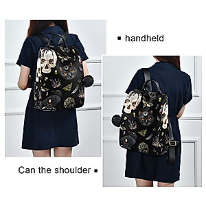 MNSRUU Women Backpack Purse Goth Skull Moth Backpack for Women Anti-theft Shoulder Bag Carry On Backpack Lightweight Rucksack Fashion Travel Ladies Bags