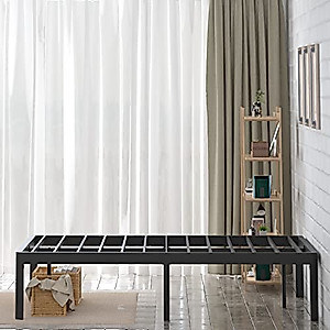 FUIOBYVV Queen Bed Frame with Round Corner Edge Legs, 14 Inch High 3500 lbs Heavy Duty Metal Platform Bed Frame Queen Size, No Box Spring Needed/Non-Slip/Steel Slat Support/Noise Free