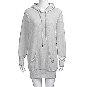 Women's Long Sleeve Loose Hooded Sweatshirt Casual Solid Drawstring Pullover Hoodies Top Blouse Winter Autumn