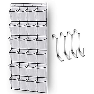 MISSLO Over The Door Shoe Organizer 24 Large Mesh Pockets, White