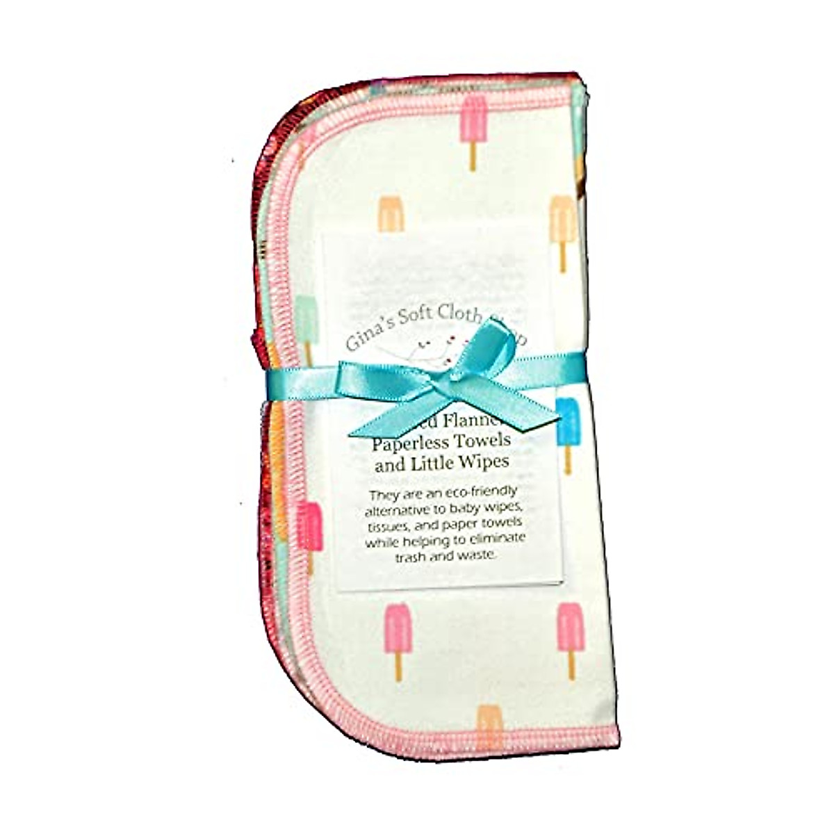 1 Ply Printed Flannel 8x8 Inches Little Wipes Set of 5 Snack Attack