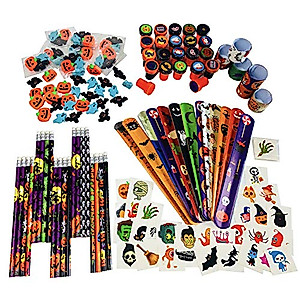 NIGHT-GRING 142PCS Halloween Toys and Novelty Assortment for Halloween Party Favors, Halloween School Stationery Party Supplies Gift Sets