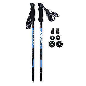 DROP + Fizan Compact Trekking Poles – Ultralight, Backpacking, Thru Hiking Poles, Adjustable, Collapsible, Customized Fit, EVA Grips, Blue (158 Grams Each)