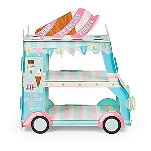 Aooba Van Cake Stand, Ice Cream Truck Decorations - Ice Cream Baby Shower，Birthday Party Supplies Table Centerpiece Decor Ice Cream Cart Cake Cupcake Stand(3 Tier)