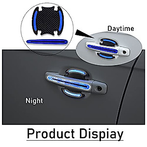 Ruibapa 8PCS Car Door Handle Universal Carbon Fiber Texture Scratch Prevention Protective Film (Blue)