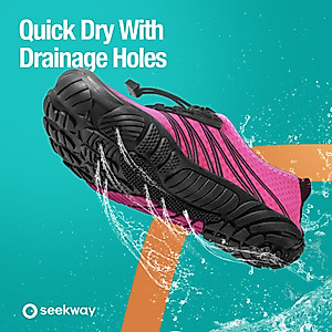 SEEKWAY Water Shoes Sports Quick-Dry Barefoot Aqua Beach Pool Lake Swim Boating Hiking Surfing Men Women Rose red SP001