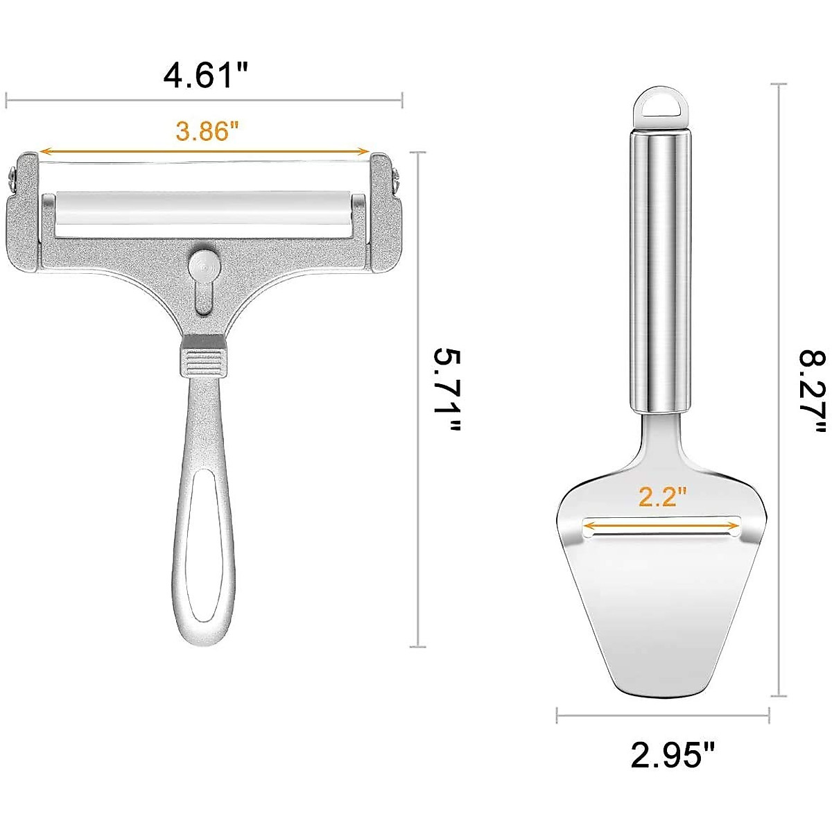 Linwnil 4PCS Cheese Slicer Set Stainless Steel Wire Cheese Slicer Thickness Adjustable Cheese Cutter for Cutting Soft, Semi-Hard, Hard Cheeses