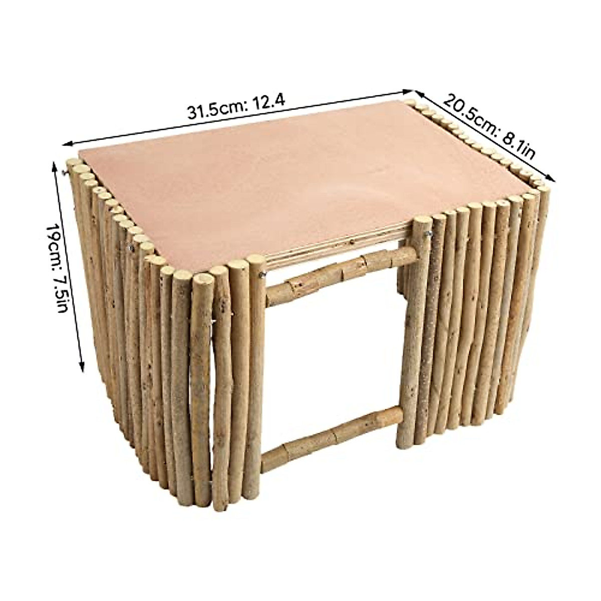HEEPDD Wooden Small Pet Hideout, Breathable Fence Small Animal Hideout Hut with Platform for Hamster Guinea Pig Bunny Chinchilla