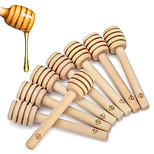 HANSGO Mini Honeycomb Stick, 55 PCS Wooden Honey Dipper Honey Wand Bee Pattern Stirrers for Honey Syrup Jam Viscous Liquid Wedding Party Favors, 3.2 Inches