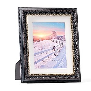 MEIGIX Home 8x10 Frame with High Definition Glass Surface, Anti-Wood Matt Frame, Display Picture 6x8 with Pad or 8x10 without Pad, for Wall or Desktop Display (Barocco Black)