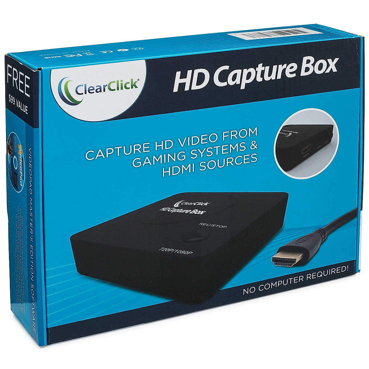 ClearClick HD Capture Box - Capture Video from Gaming Devices & HDMI Sources (No Computer Required)