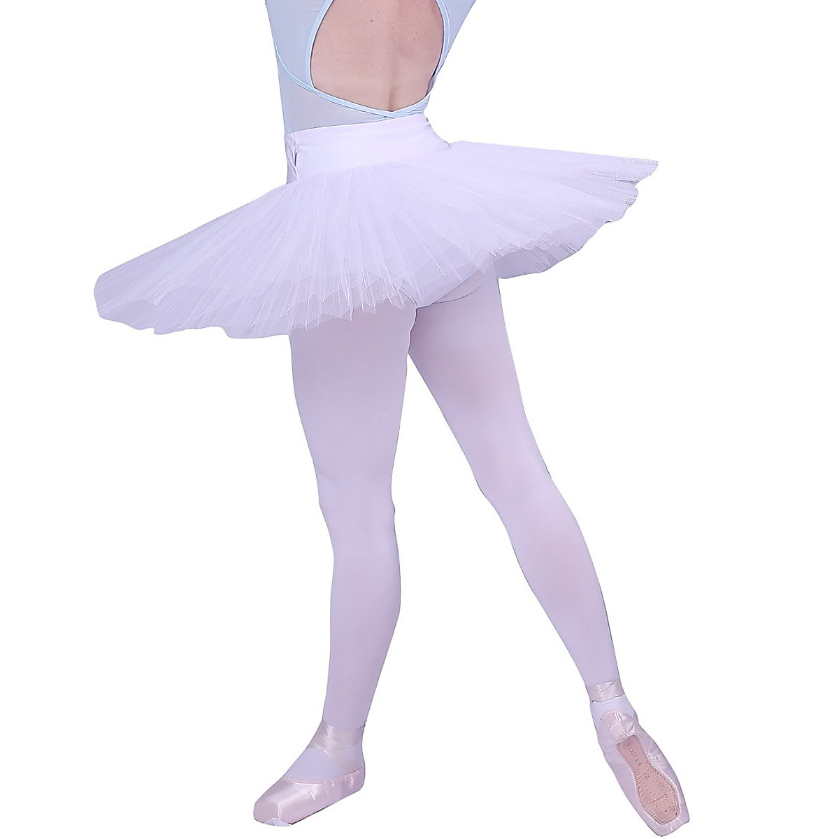 WOOSUN Women Professional Ballet Tutu Skirt 5 Layers Hard Organdy Platter Dance Pancake Tutus Skirts White