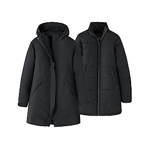 Ampake Women's 3 in 1 Parka Jacket Warm Winter with Detachable Puffer Coat (Black,L)