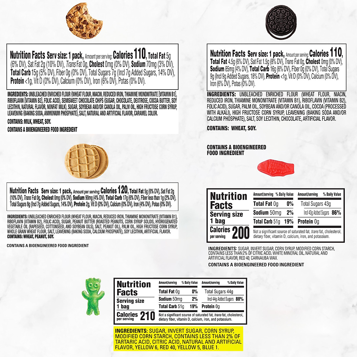 OREO, CHIPS AHOY!, Nutter Butter, SOUR PATCH KIDS & SWEDISH FISH Cookies & Candy Variety Pack, 40 Snack Packs