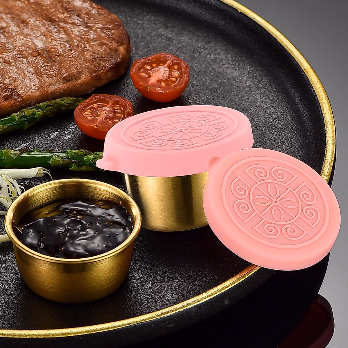 TDZTMNDNB 6x1.6/2.4 Oz Condiment Containers With Lids, Salad Dressing Container To Go, Small Reusable Stainless Steel Sauce Containers For Lunch Boxes Picnics Travel Meal Prep Kitchen Storage